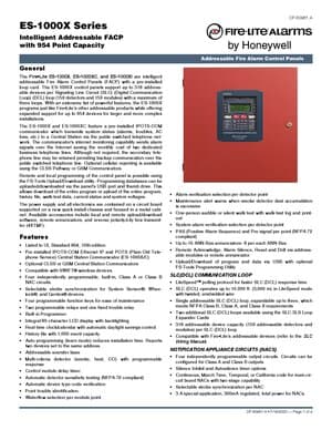 Fire-Lite ES-1000X Series Datasheet (2023) | FACP Manuals