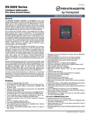 Fire-Lite ES-200X Series Datasheet 2023 | FACP Manuals