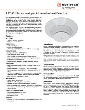 Notifier FST-951 Series Datasheet 2019 | FACP Manuals