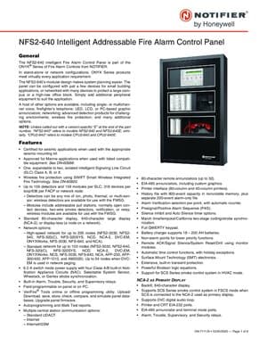 Notifier NFS2-640 Datasheet (2020) | FACP Manuals
