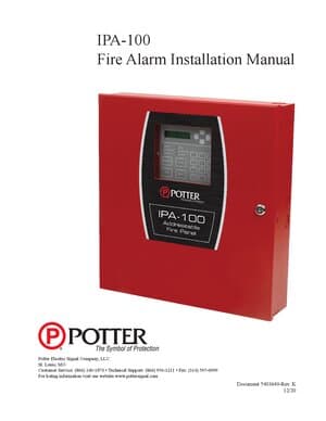 Potter IPA-100 Installation Manual (2020) | FACP Manuals