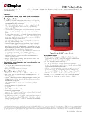 Simplex 4010ES Datasheet 2020 | FACP Manuals